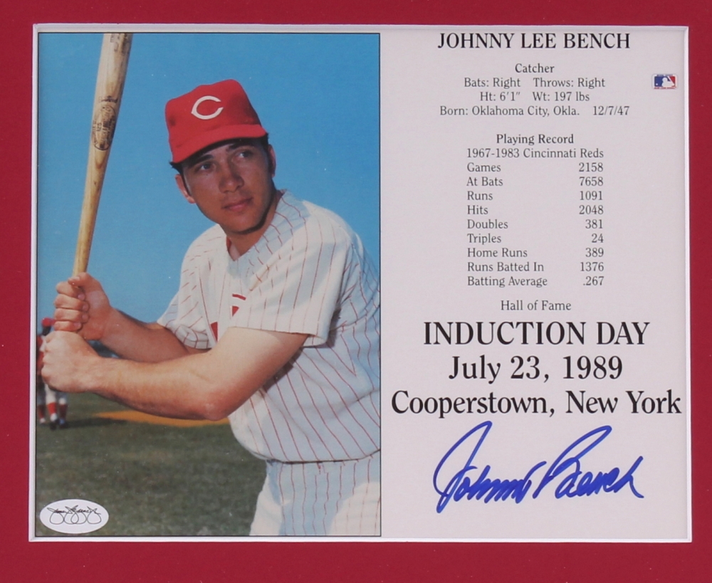 Johnny Bench Signed Reds 13x15 Custom Framed Photo Display (JSA ...