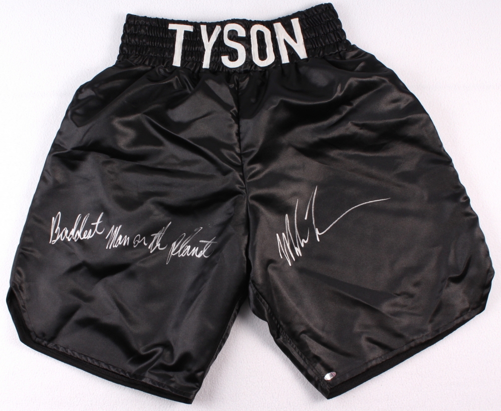 Mike Tyson Signed Boxing Trunks Inscribed "Baddest Man on the Planet ...