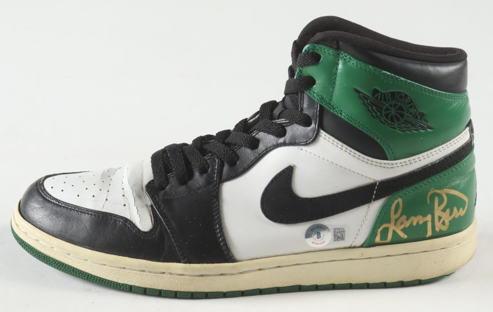 Larry Bird Signed Nike Air Jordan Celtics Basketball Shoe In Display ...