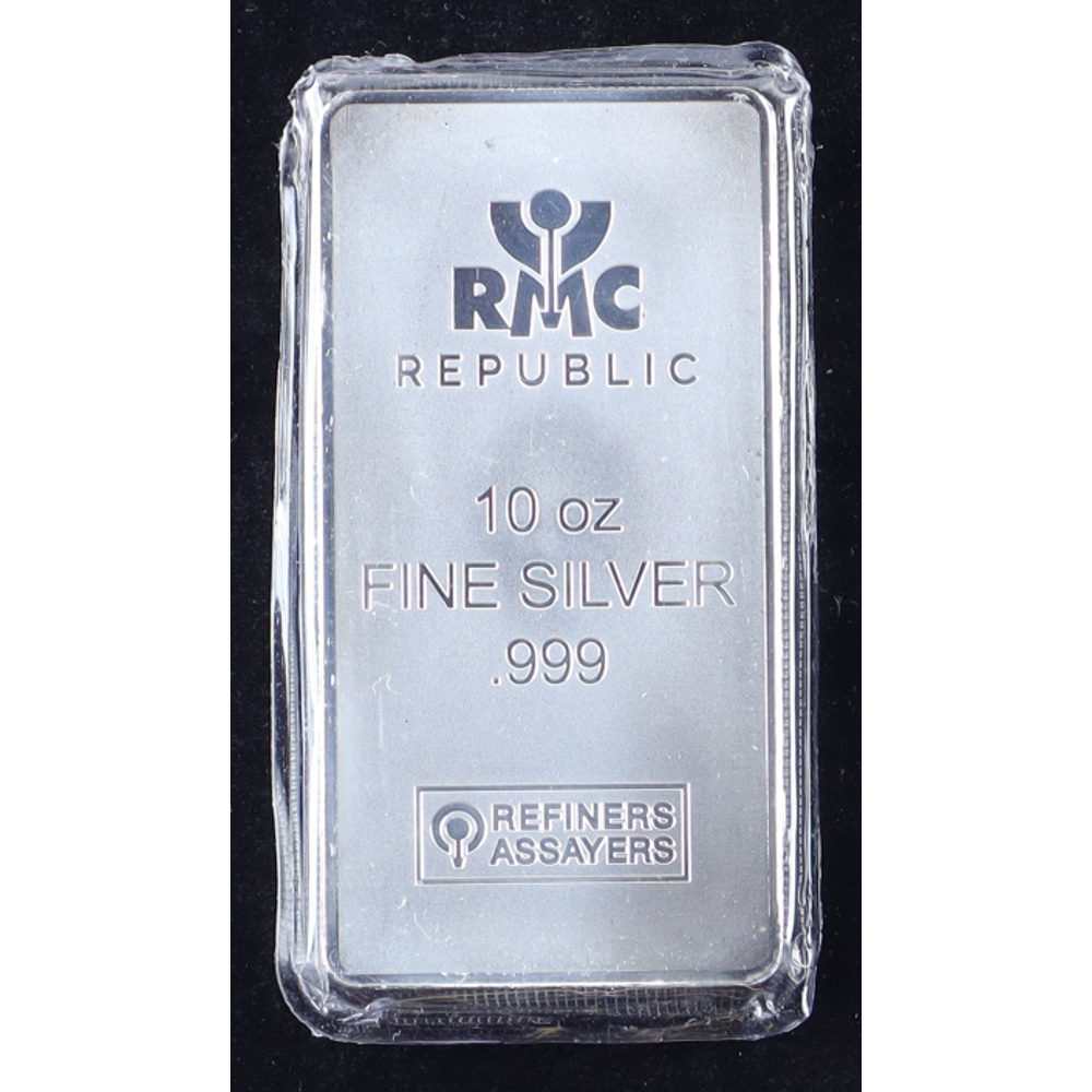 10 Troy Oz RMC Republic .999 Fine Silver Bullion Bar | Pristine Auction