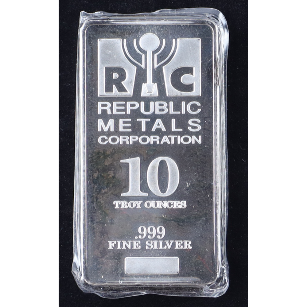 10 Troy Oz RMC Republic Metals Corportation .999 Fine Silver Bullion ...