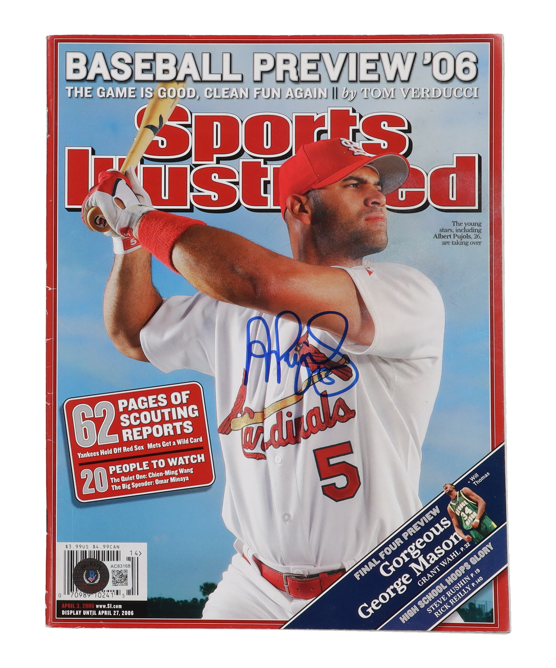 Albert Pujols Signed 2006 Sports Illustrated Magazine (Beckett ...