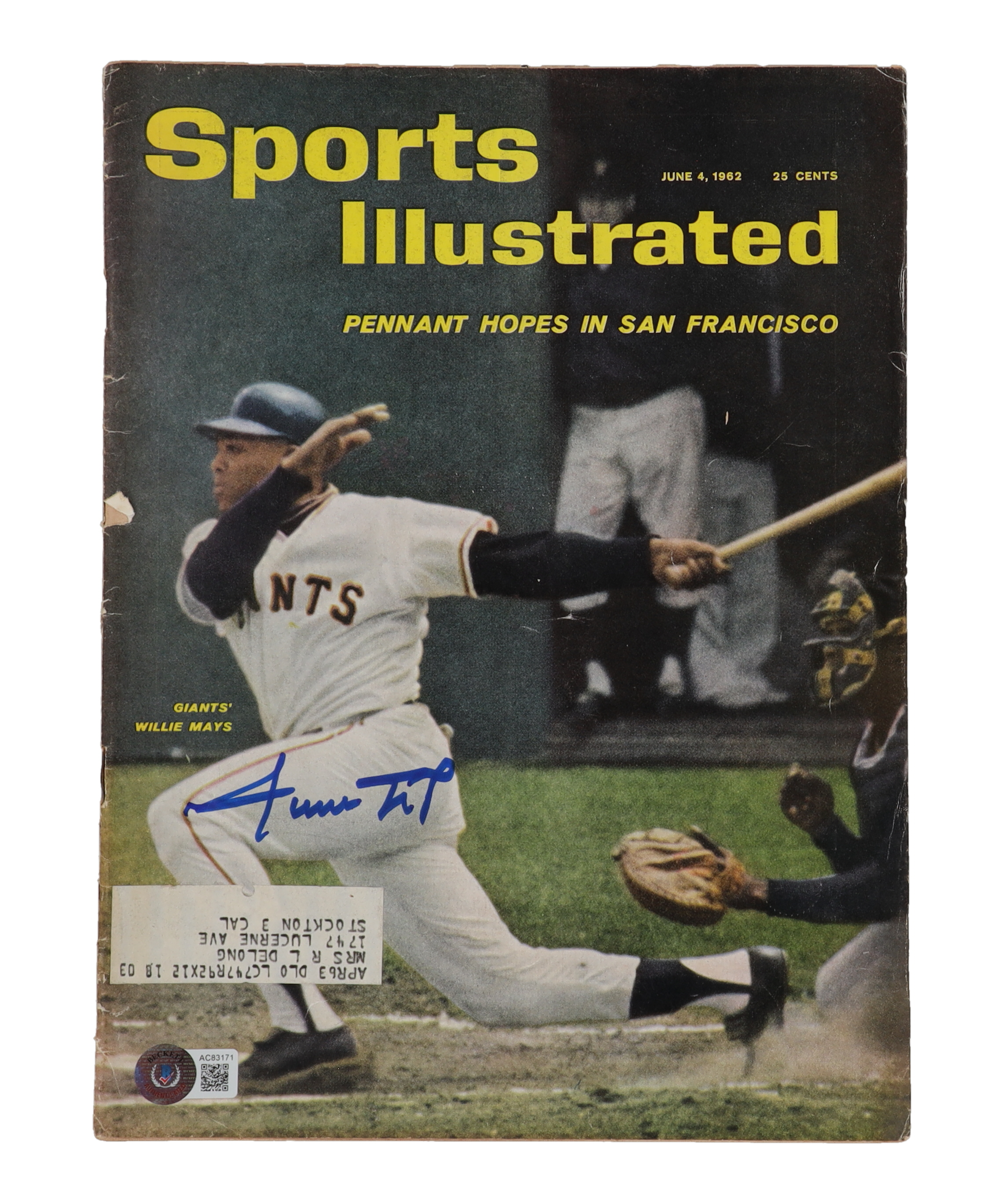 Willie Mays Signed 1962 Sports Illustrated Magazine (Beckett ...