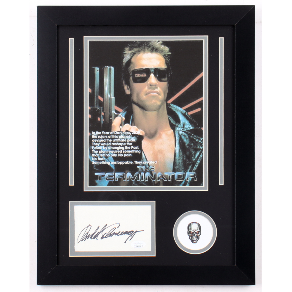 Arnold Schwarzenegger Signed "The Terminator" Custom Framed Cut Display ...