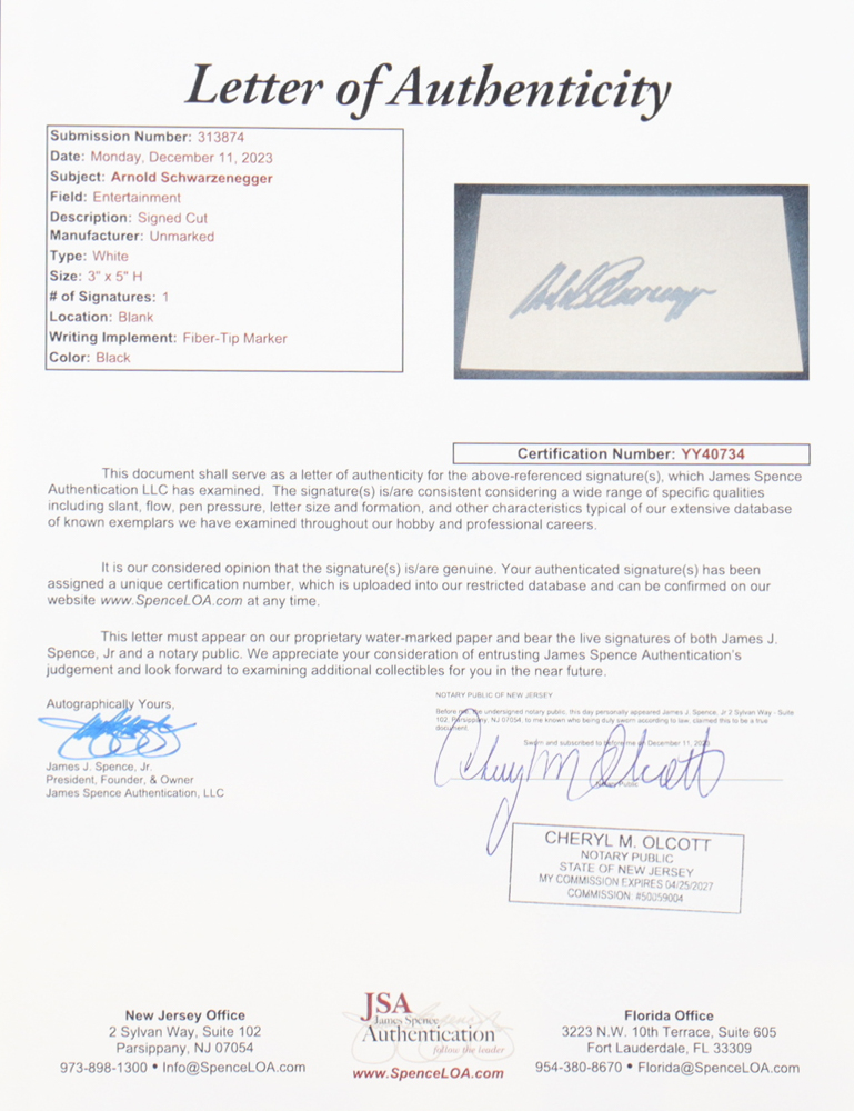 Arnold Schwarzenegger Signed "The Terminator" Custom Framed Cut Display ...