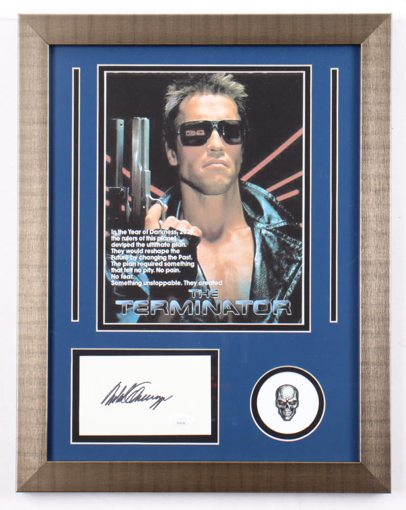 Arnold Schwarzenegger Signed "The Terminator" Custom Framed Cut Display ...