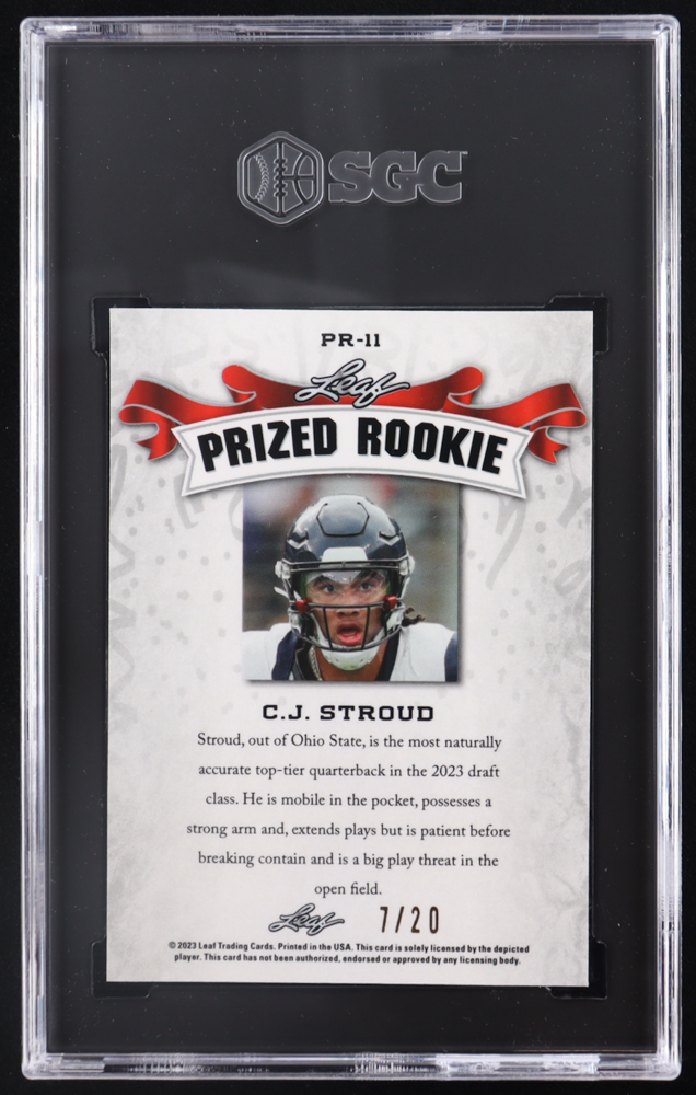 CJ Stroud 2023 Leaf Special Release Prized Rookie Mojo Blue #PR11 RC #7/20 (SGC 9.5) | Pristine ...