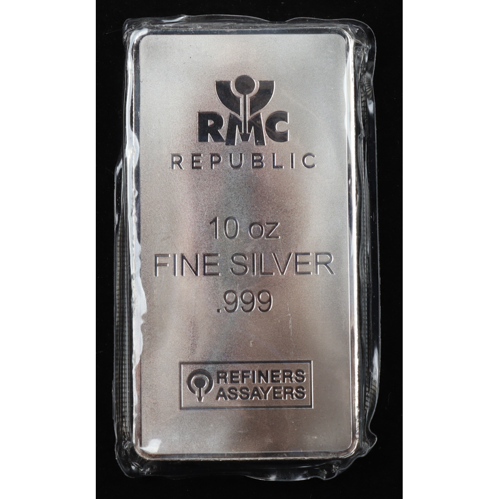 10 Troy Oz RMC Republic .999 Fine Silver Bullion Bar | Pristine Auction