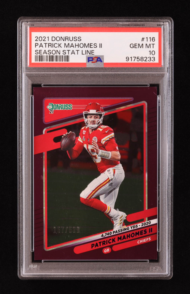 Patrick Mahomes II 2021 Donruss Season Stat Line #116 #157/500 (PSA 10 ...