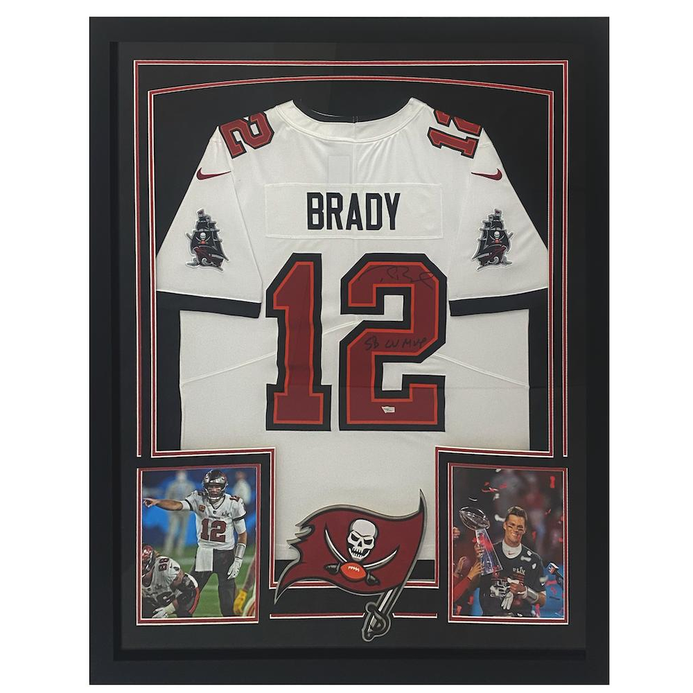 Tom Brady Signed Buccaneers Custom Framed Jersey Display Inscribed "SB ...