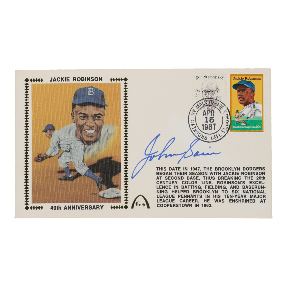 Johnny Sain Signed "Jackie Robinson - 40th Anniversary" 1987 FDC ...