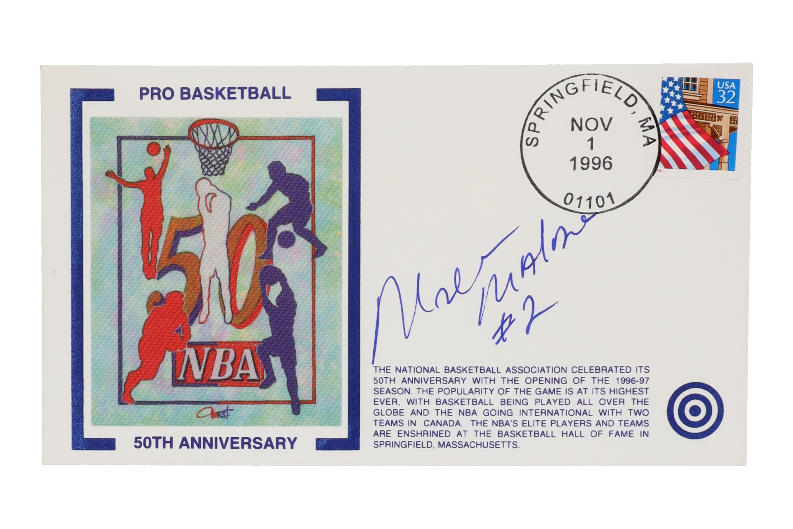 Moses Malone Signed "Pro Basketball - 50th Anniversary" 1996 FDC ...