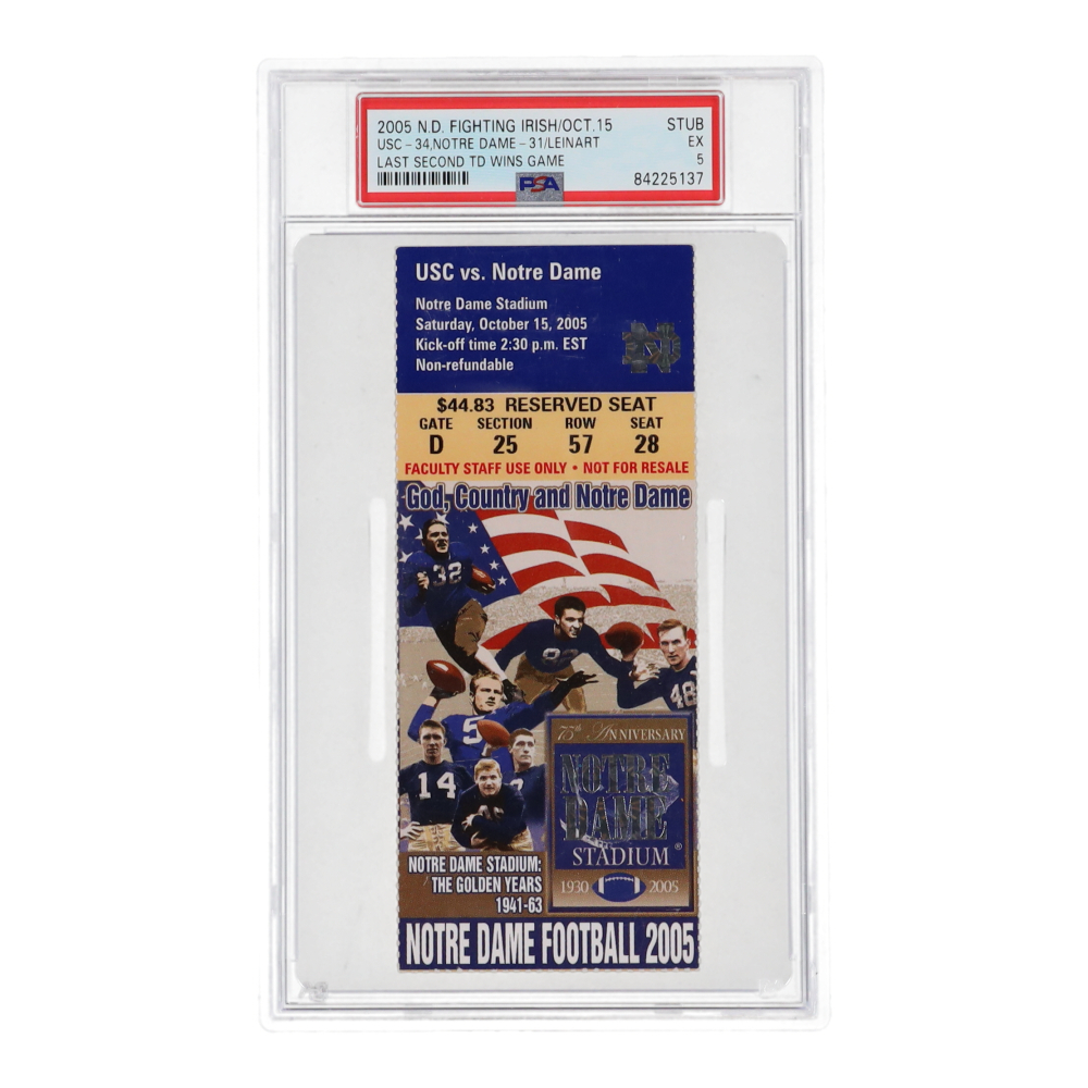 USC vs Notre Dame Original Game Ticket (PSA 5) | Pristine Auction