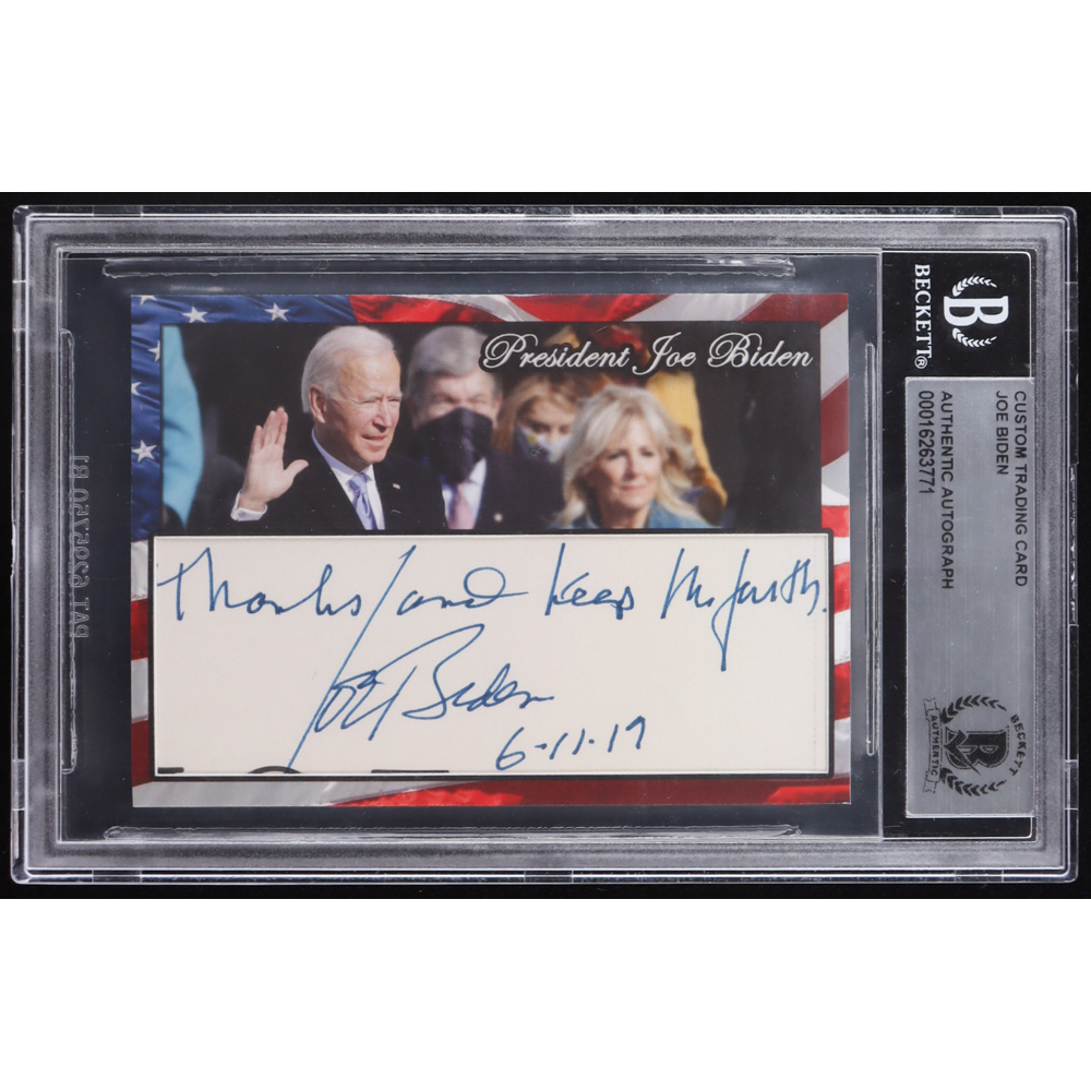 Joe Biden Signed Custom Trading Card Inscribed "Thanks and Keep the ...