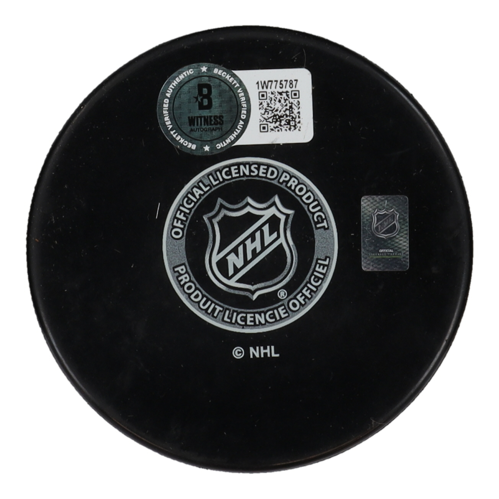 Doug Gilmour Signed Flames Logo Puck (Beckett) | Pristine Auction