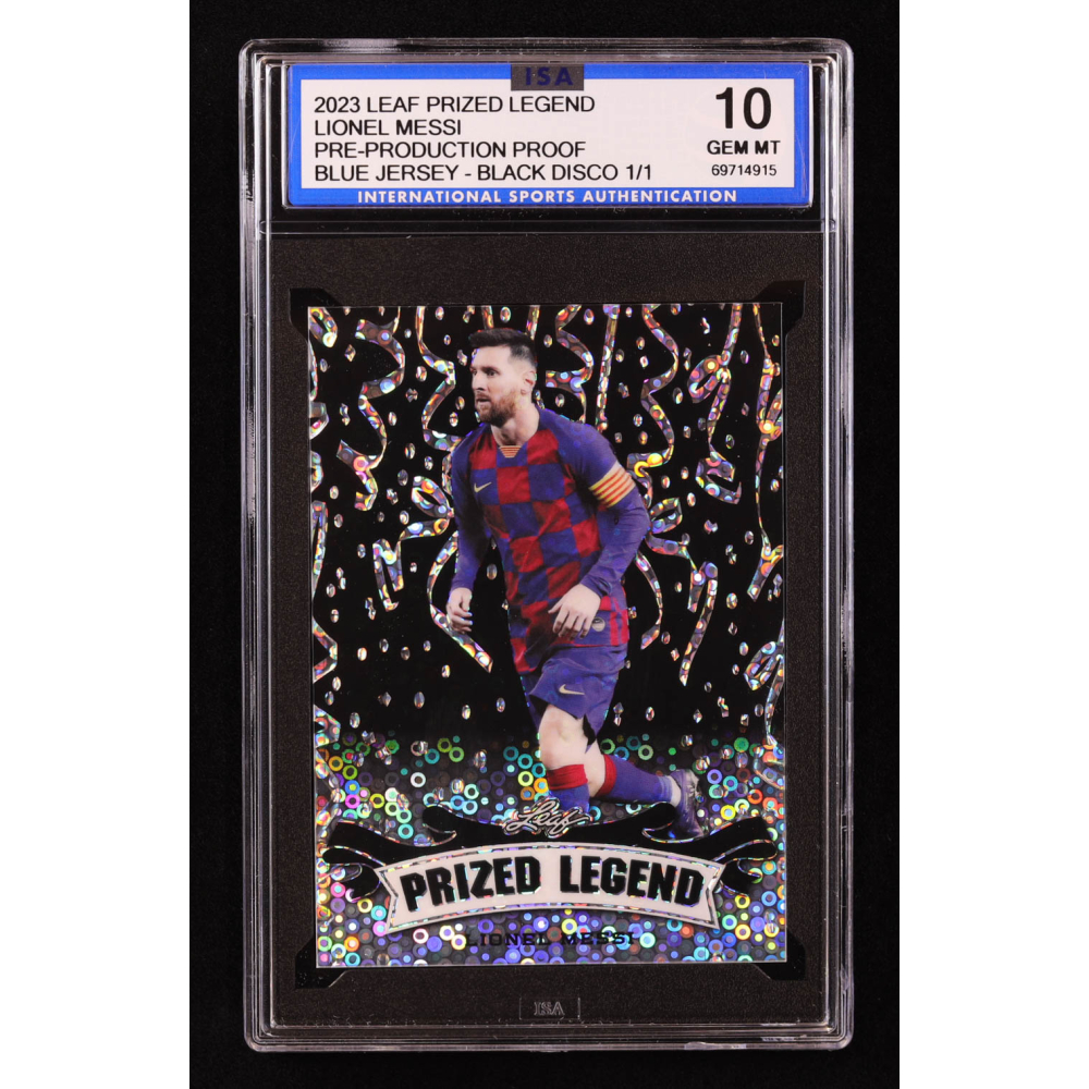 Lionel Messi 2023 Leaf Metal Prized Legend Disco Black Pre-Production ...