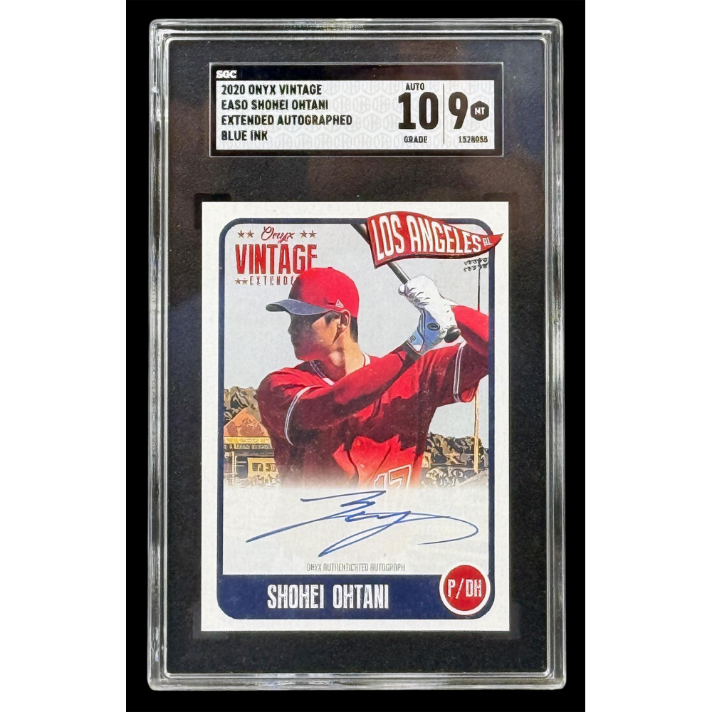 Shohei Ohtani 2020 Onyx Vintage EASO Extended Autograph Blue Ink (SGC 9 ...