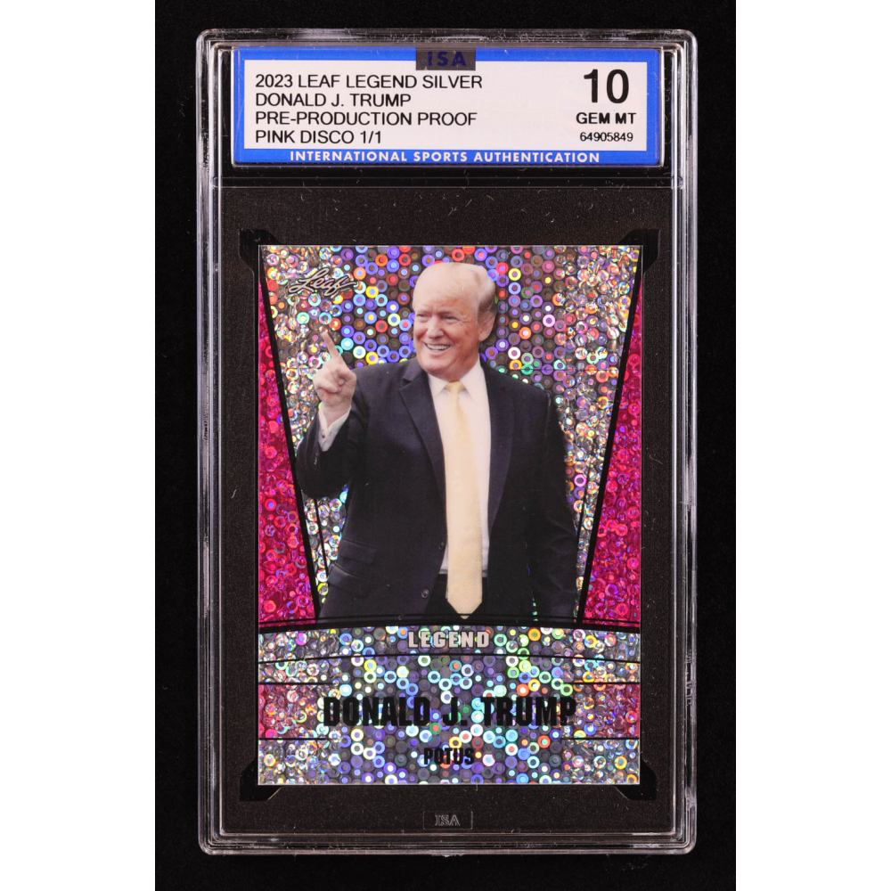 Donald Trump 2023 Leaf Legend Silver Disco Pink Pre-Production Proof # ...