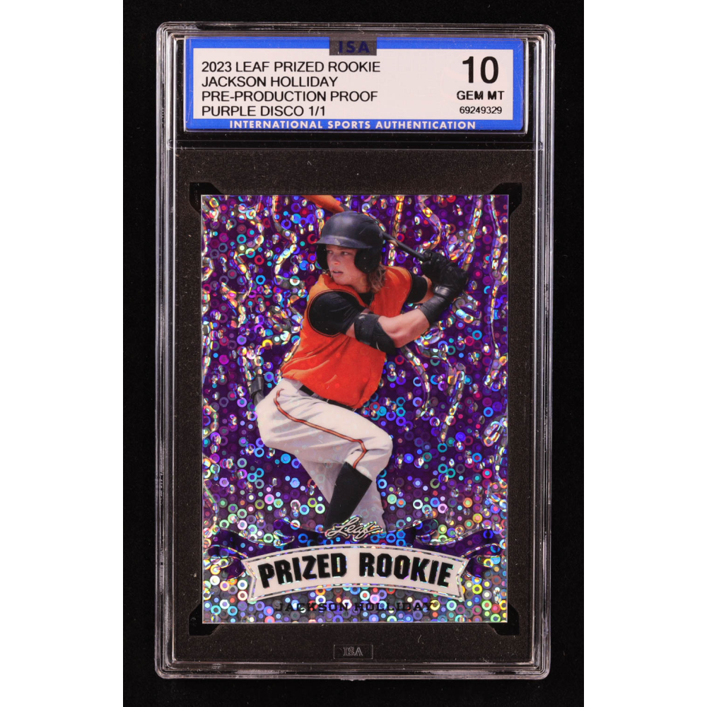 Jackson Holliday 2023 Leaf Metal Prized Rookie Disco Purple Pre ...