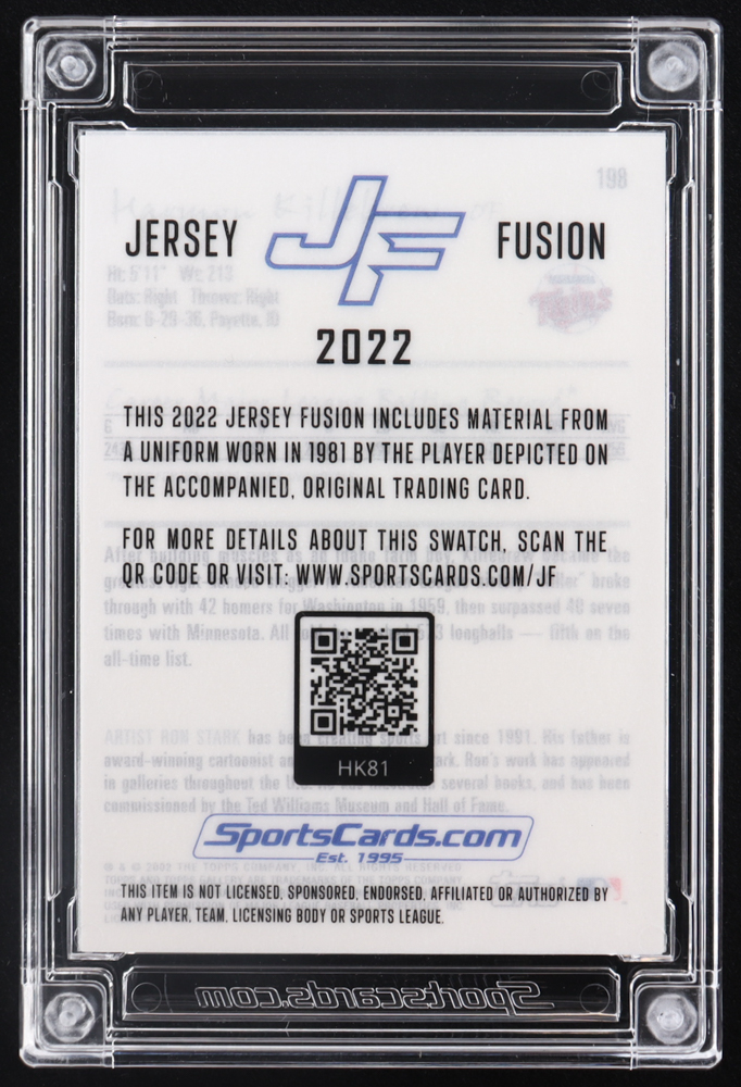 Harmon Killebrew 2022 Jersey Fusion Game Used Swatch #HK81 | Pristine ...