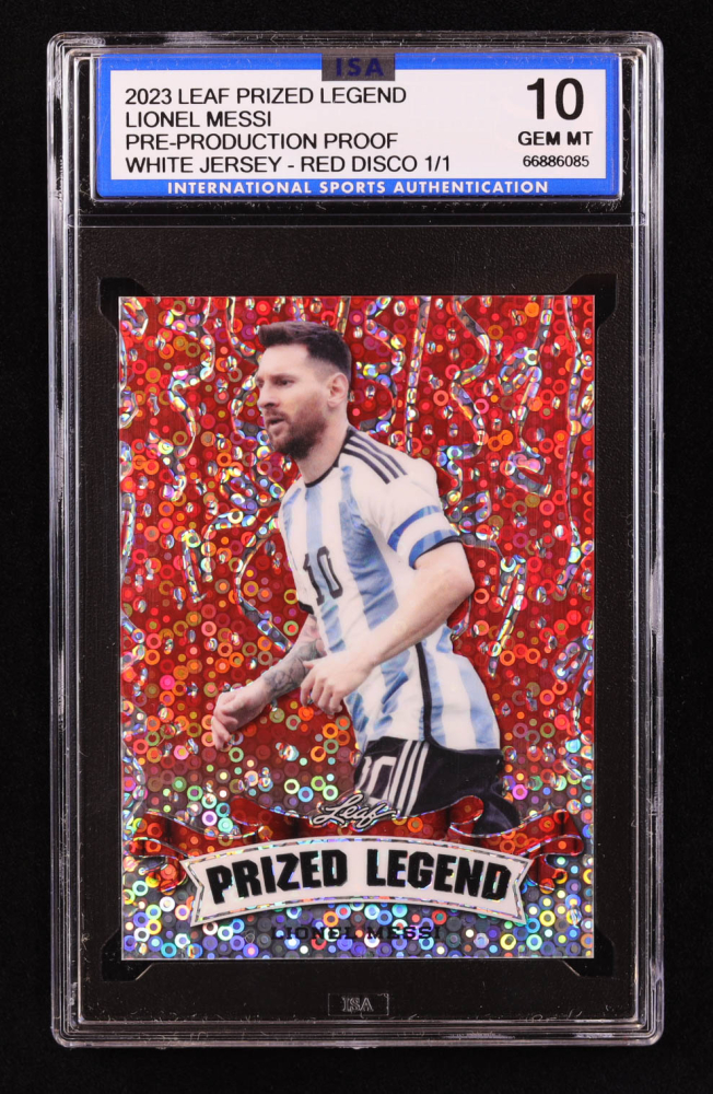 Lionel Messi 2023 Leaf Metal Prized Legend Disco Red Pre-Production ...