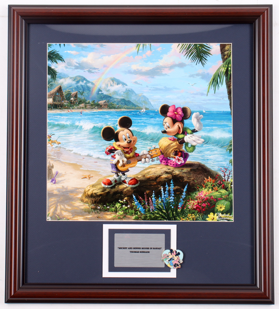 Thomas Kinkade "Mickey and Minnie in Hawaii" Custom Framed Print ...