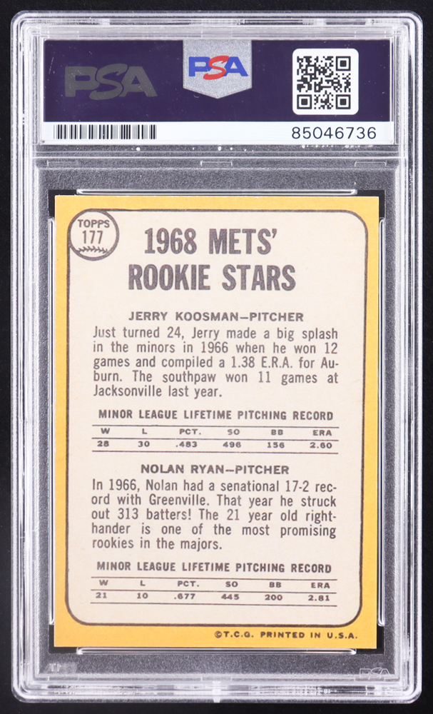 Jerry Koosman & Nolan Ryan Signed 1968 Topps #177 Rookie Stars Reprint ...