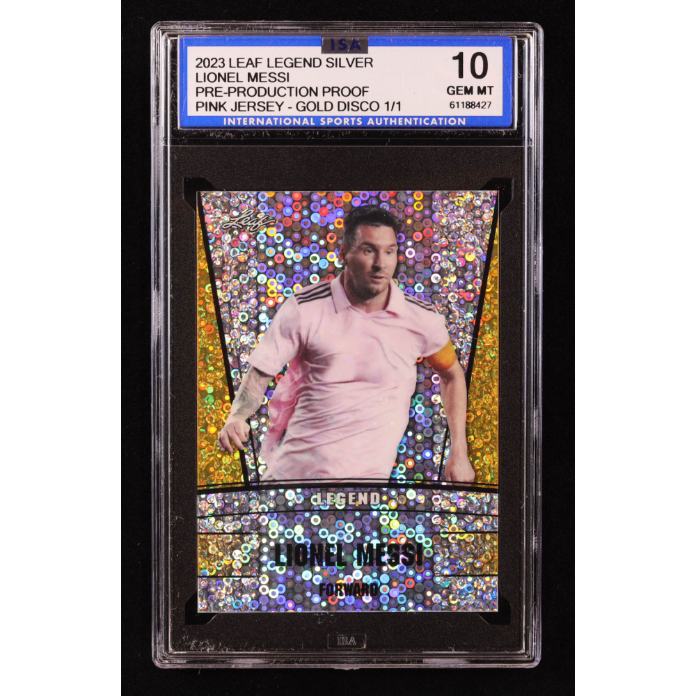 Lionel Messi 2023 Leaf Legend Silver Disco Gold Pre-Production Proof # ...