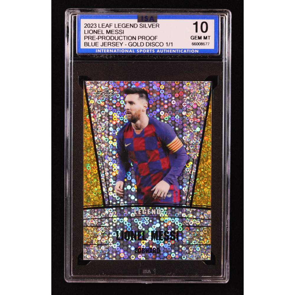 Lionel Messi 2023 Leaf Legend Silver Disco Gold Pre-Production Proof # ...