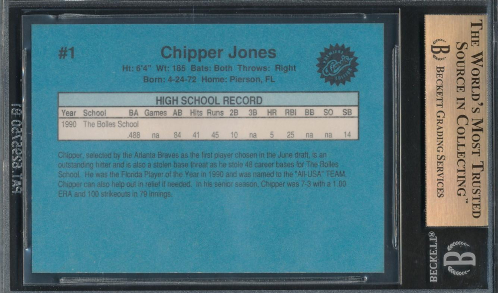 Chipper Jones 1990 Classic Draft Picks #1 (BGS 9.5) | Pristine Auction