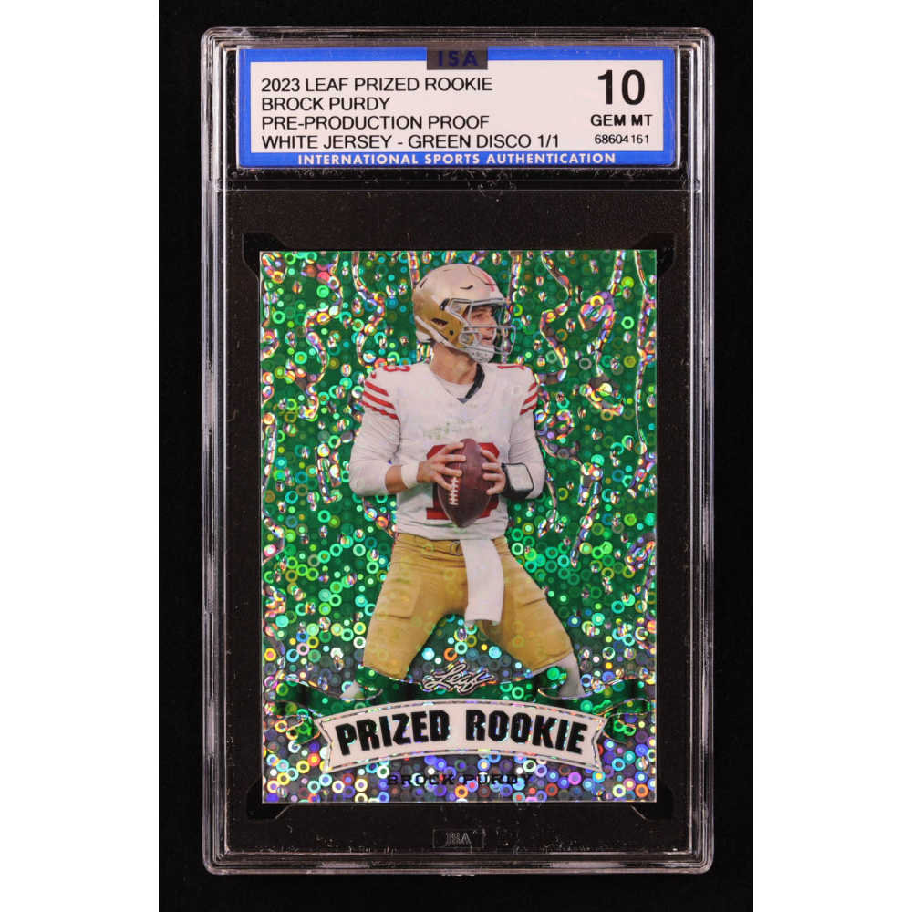 Brock Purdy 2023 Leaf Metal Prized Rookie Disco Green Pre-Production ...