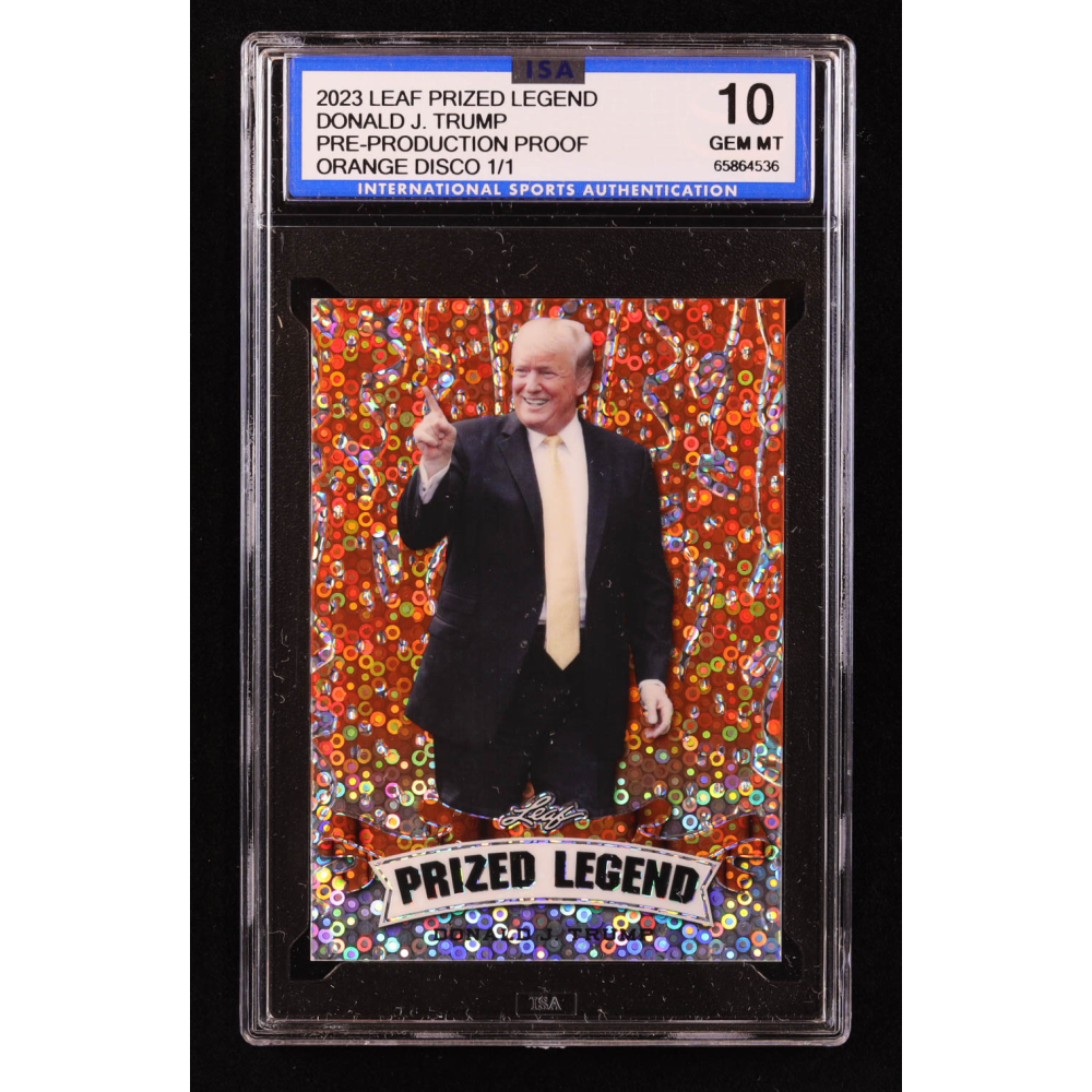 Donald Trump 2023 Leaf Metal Prized Legend Disco Orange Pre-Production ...