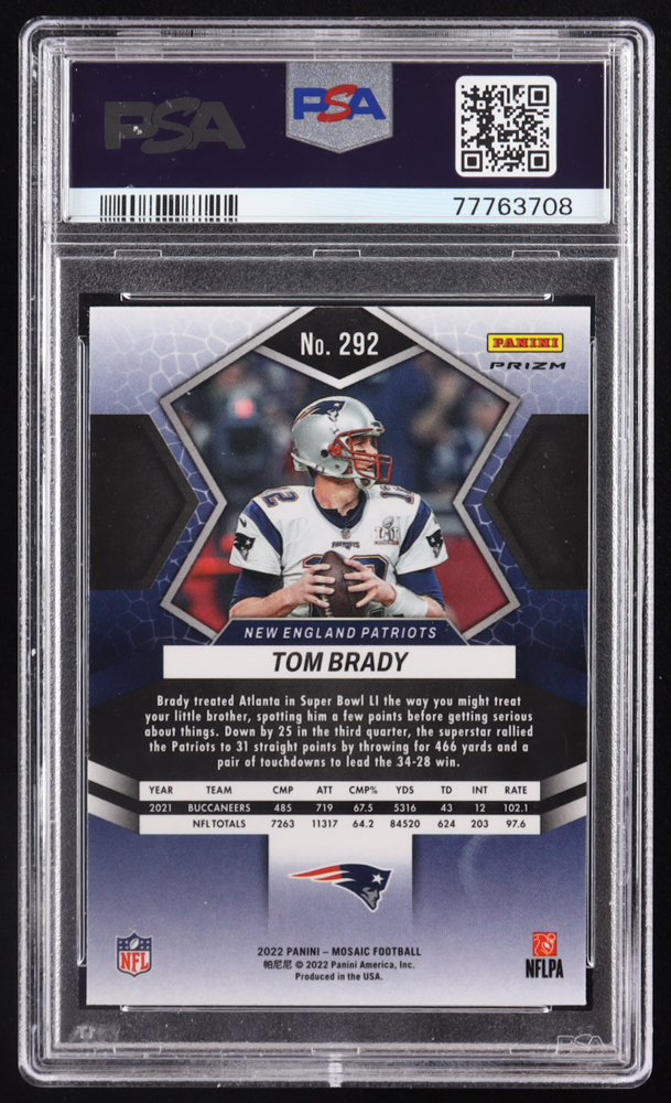 Tom Brady 2022 Panini Mosaic Mosaic Green #292 MVP (PSA 10) | Pristine Auction