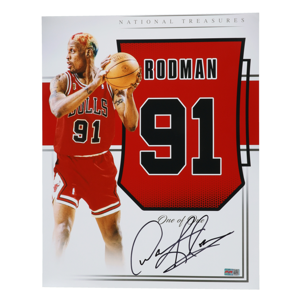 Dennis Rodman Signed Bulls 16x20 Photo (PIA) | Pristine Auction