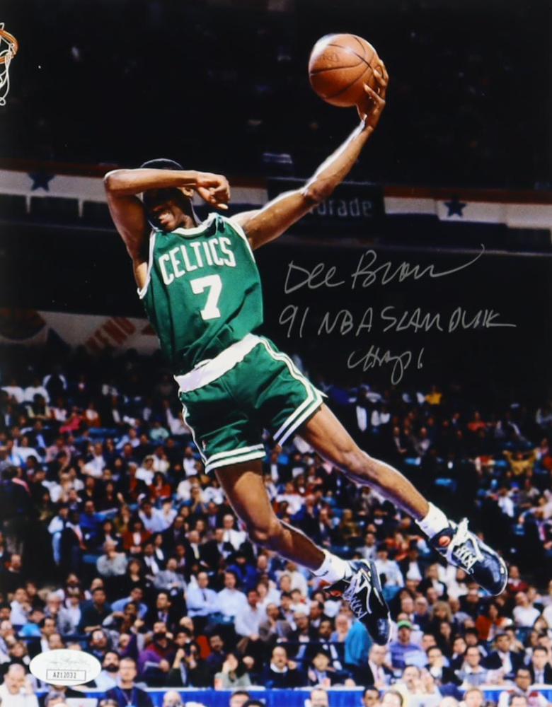 Dee Brown Signed Celtics 8x10 Photo Inscribed "91 NBA Slam Dunk Champ ...