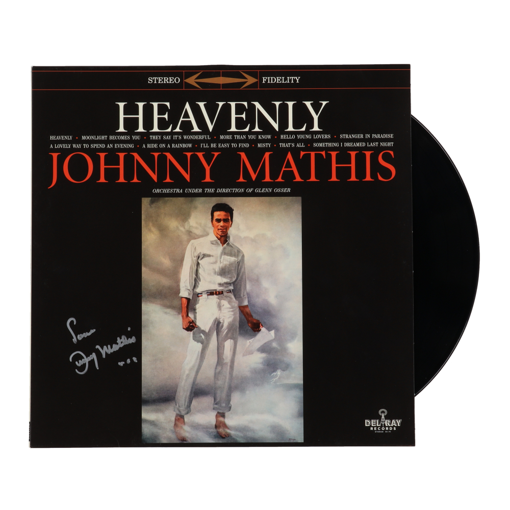 Johnny Mathis Signed "Heavenly" Vinyl Record Album Cover Inscribed ...