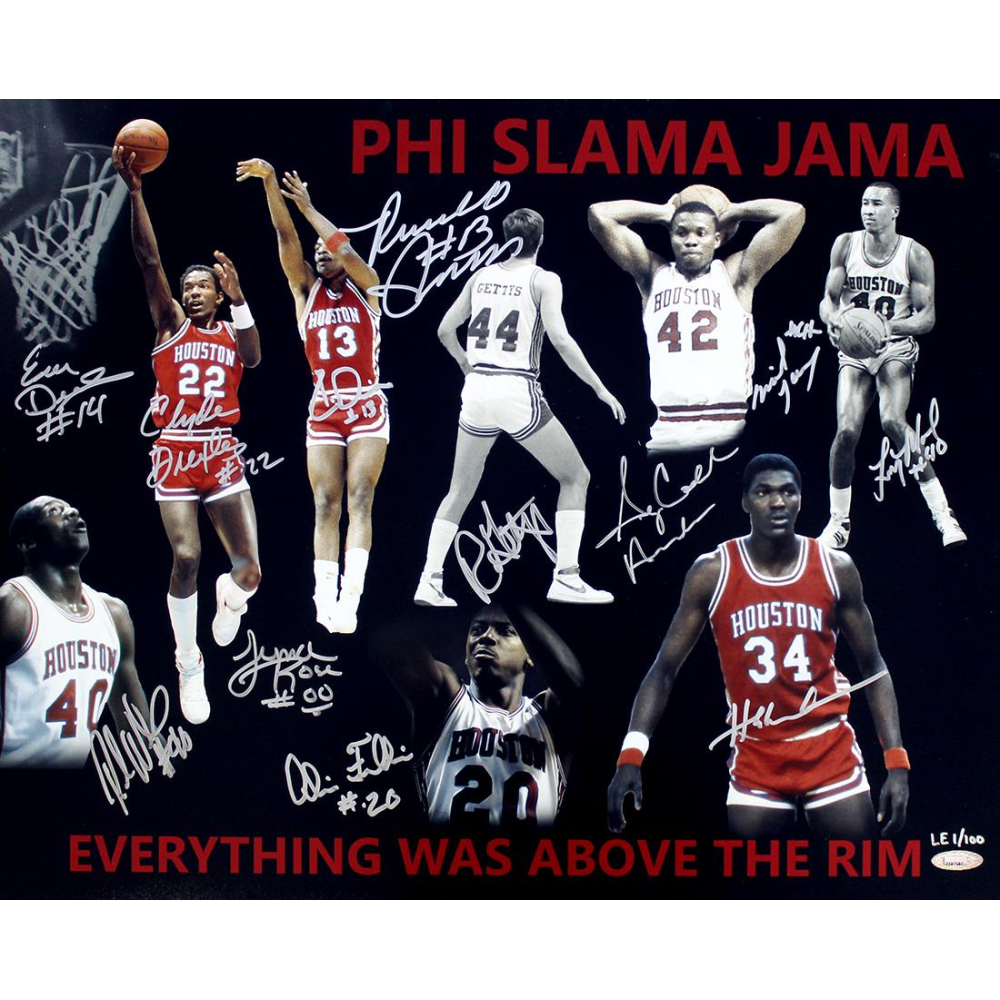 Houston Cougars "Phi Slama Jama" LE 16x20 Photo Team-Signed By (11 ...