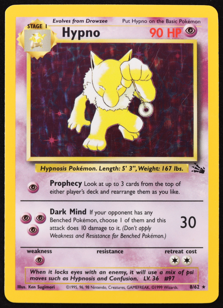 Hypno Pokemon 1999 Fossil #8 Holo | Pristine Auction