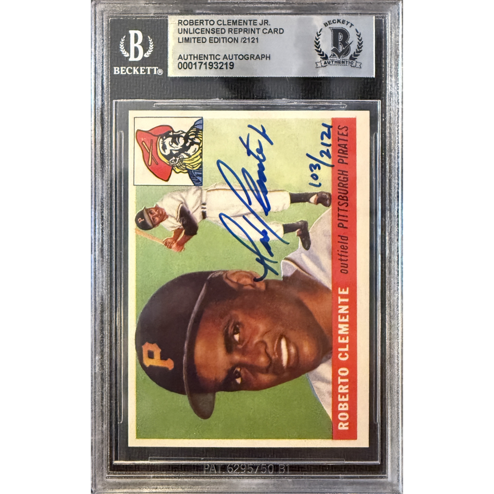 Roberto Clemente Jr. Signed LE 1955 Topps Roberto Clemente Reprint RC ...