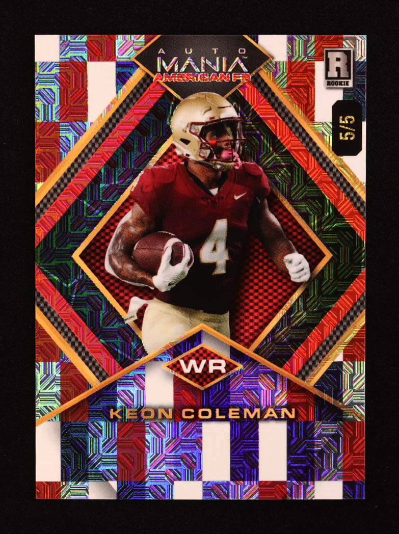 Keon Coleman 2024 Wild Card Auto Mania Mojo Red White and Blue #KC RC ...