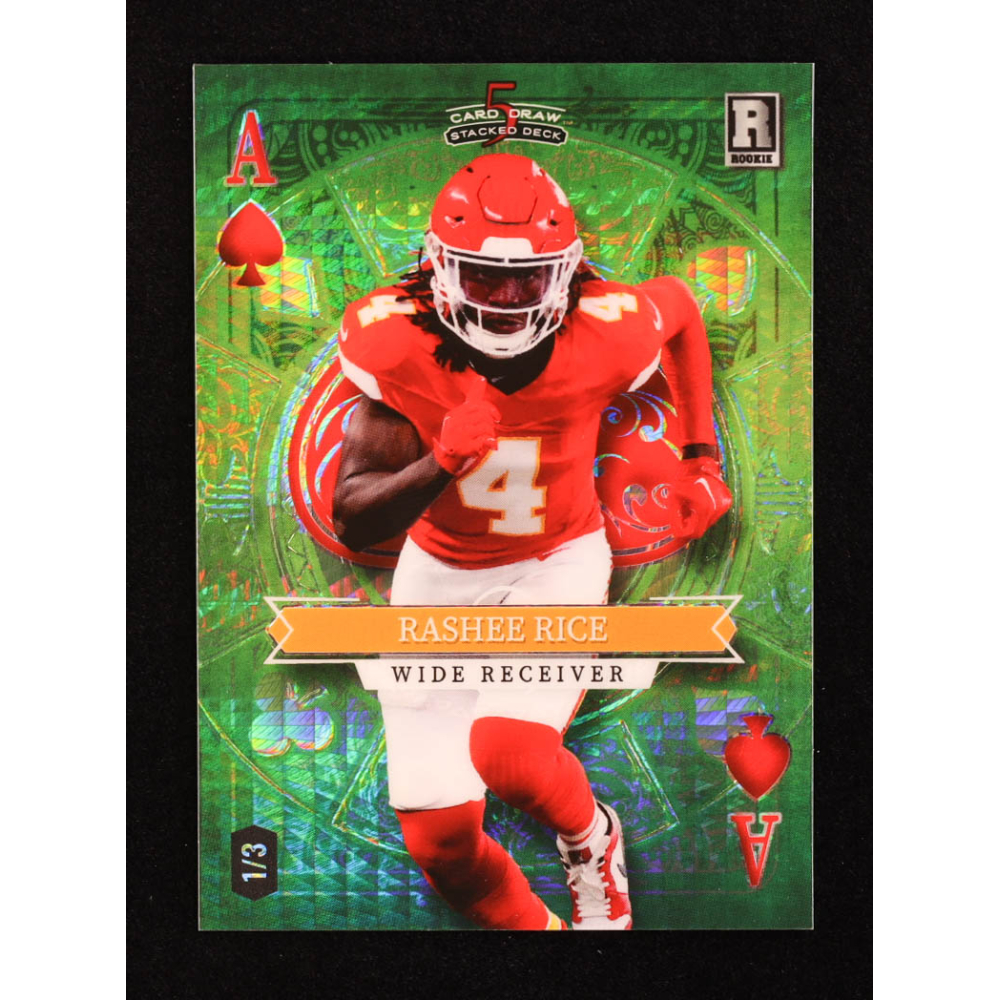 Rashee Rice 2023 Wild Card 5 Card Draw Stacked Deck Ace of Hearts Hyper ...