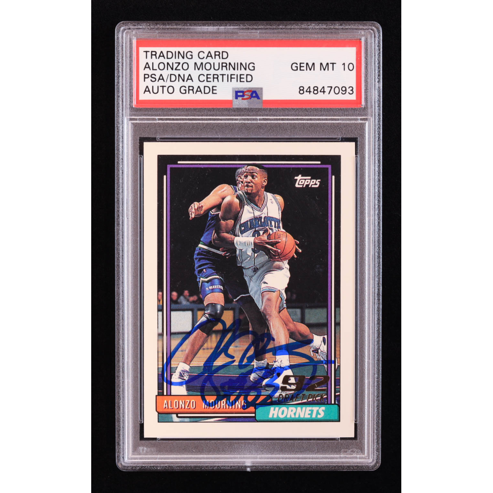 Alonzo Mourning Signed 1992-93 Topps #393 RC (PSA | Autograph Grade 10 ...