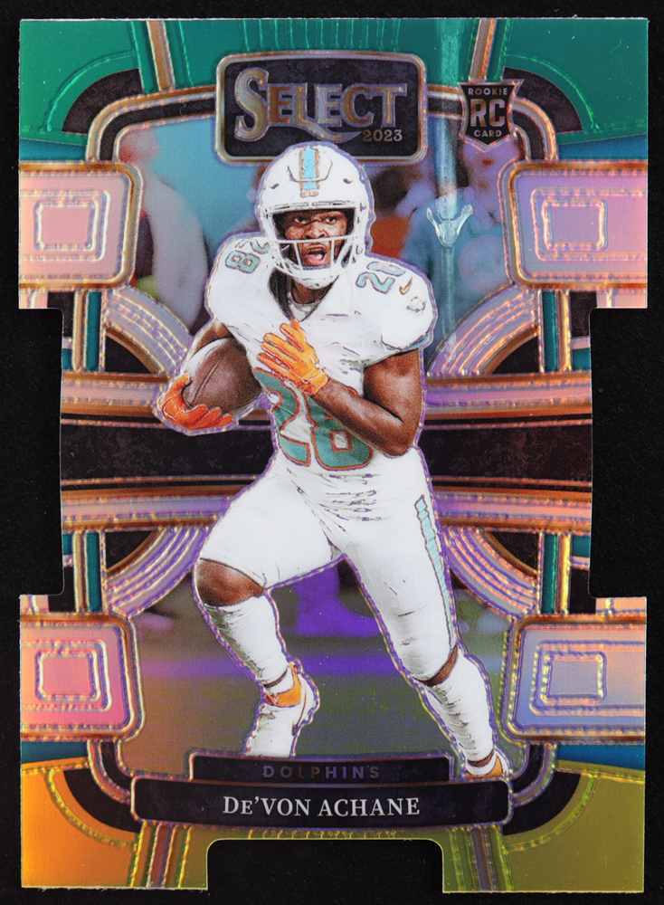 De'Von Achane 2023 Select Prizm Green and Yellow Die Cut #63 RC ...