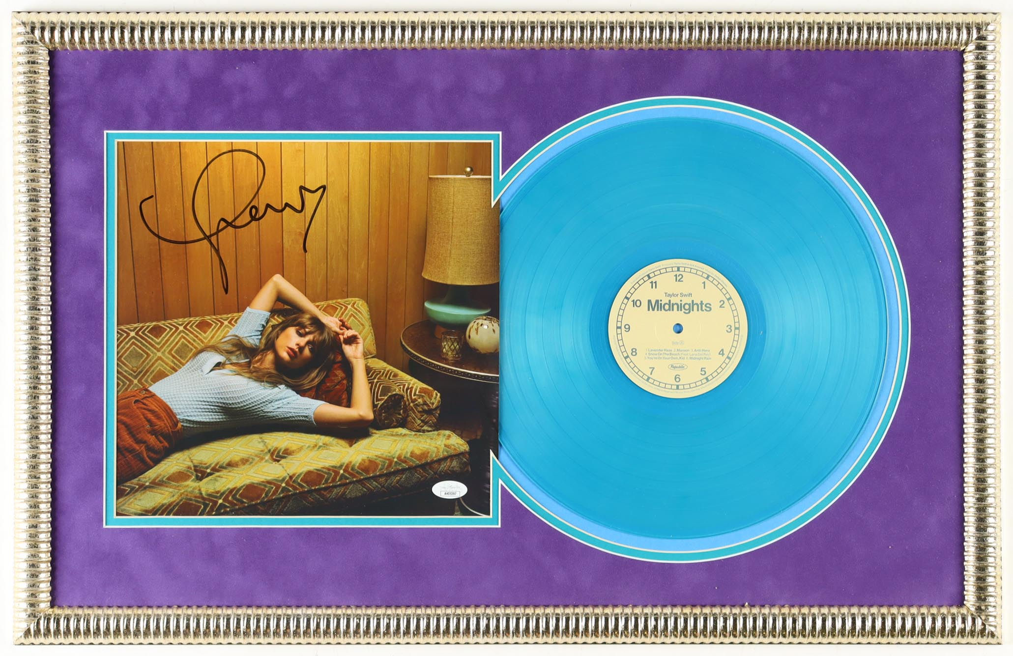 Taylor Swift Signed Custom Framed "Midnights" Vinyl Album Insert ...