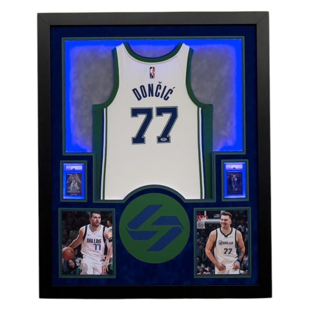 Luka Doncic Signed & Framed Mavericks LED Backlit Jersey Display with ...