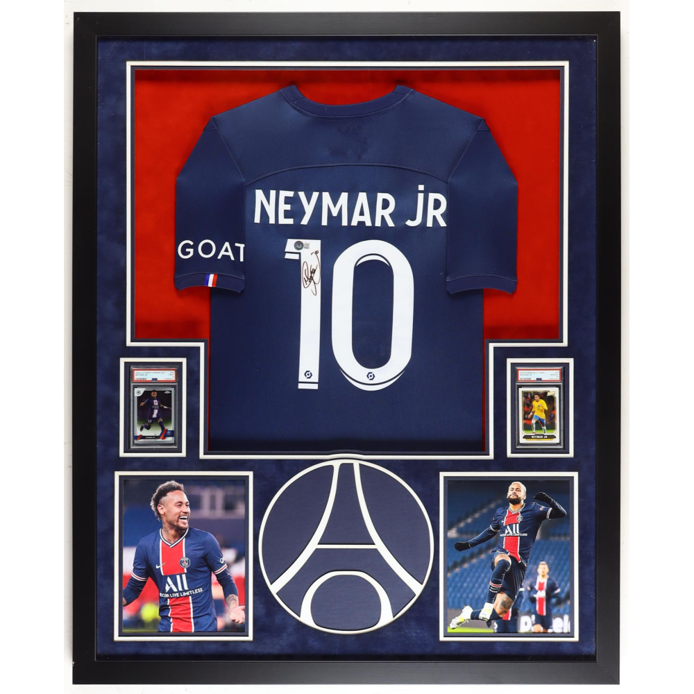Neymar Jr. Signed PSG Custom Framed Jersey Display with LED Display (2 ...