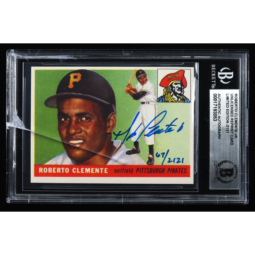Roberto Clemente Jr. Signed LE 1955 Topps Roberto Clemente Reprint RC ...