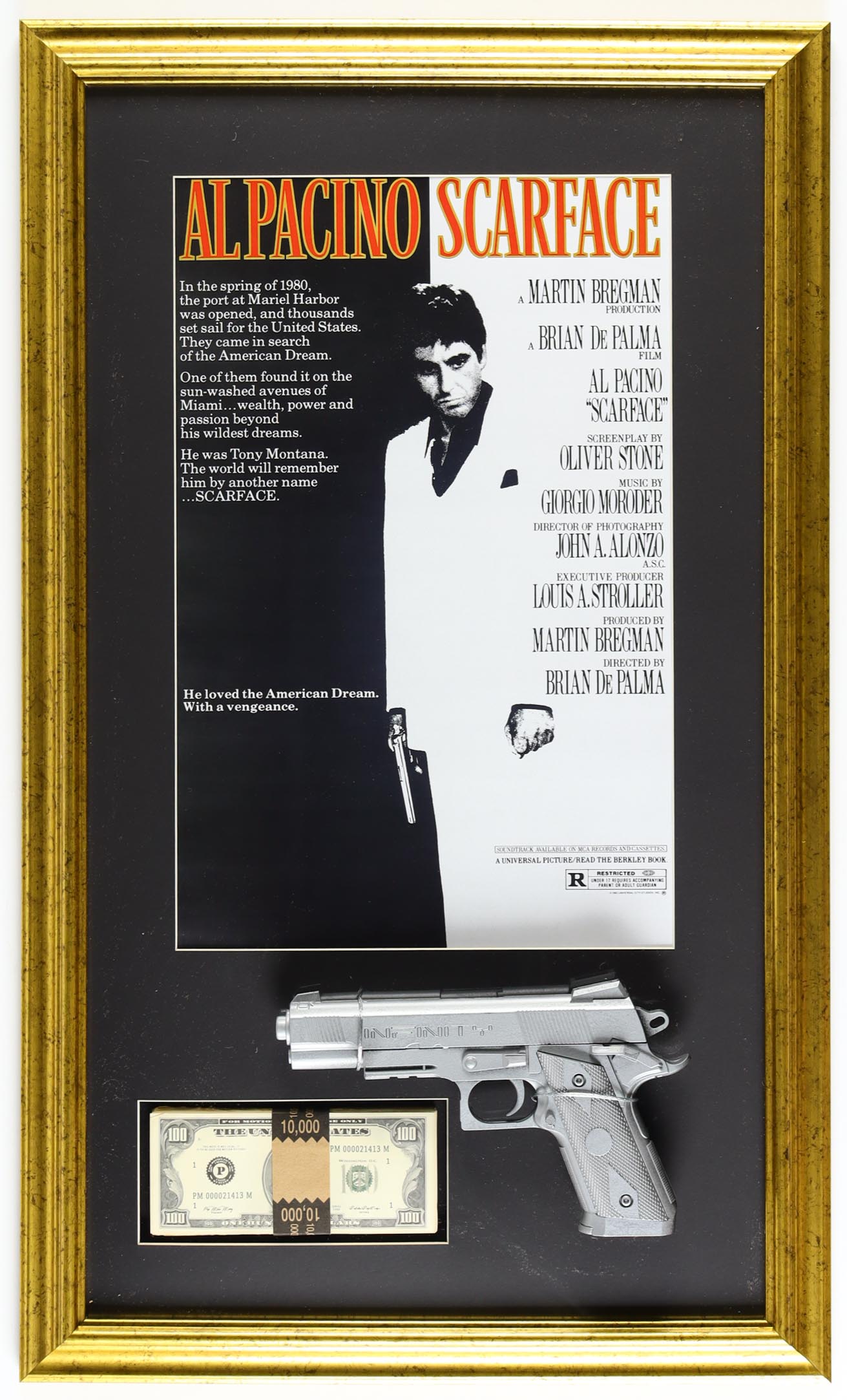 "Scarface" Custom Framed Movie Poster Display with Prop Replica Money ...