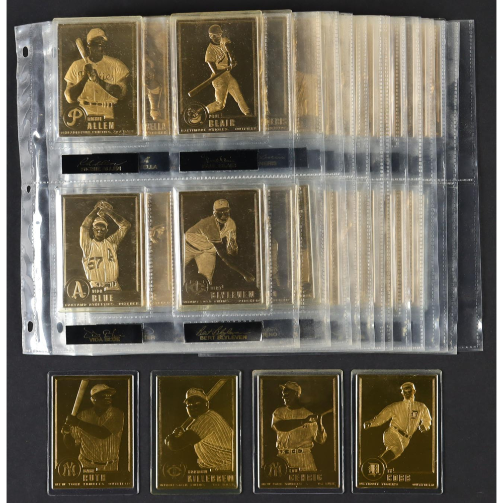 Complete Set of (50) Danbury Mint 22kt Gold Baseball Cards With ...