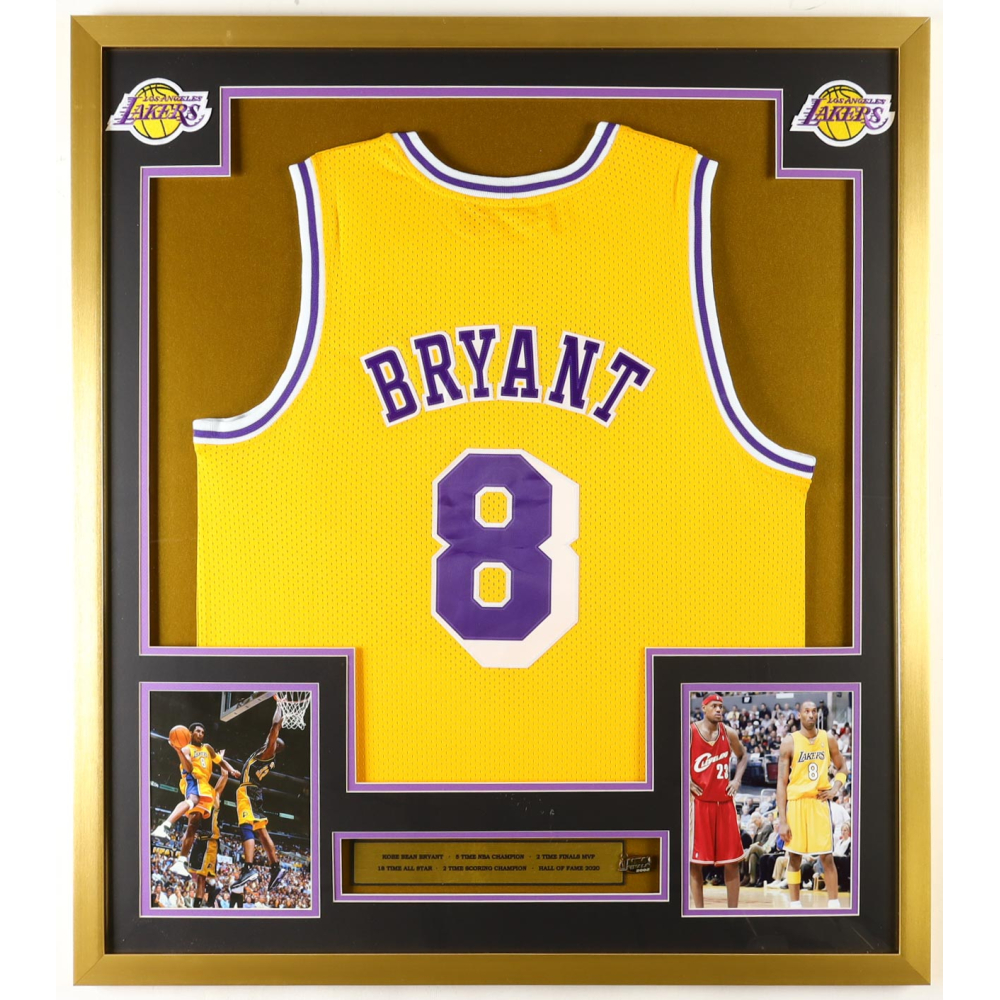 Kobe Bryant Custom Framed Jersey Display With 2002 NBA Finals Pin & (2 ...